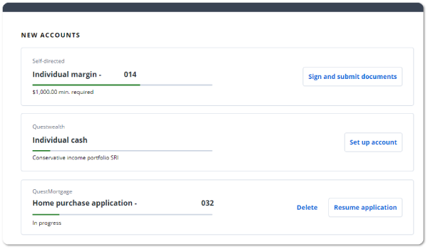 The account summary page