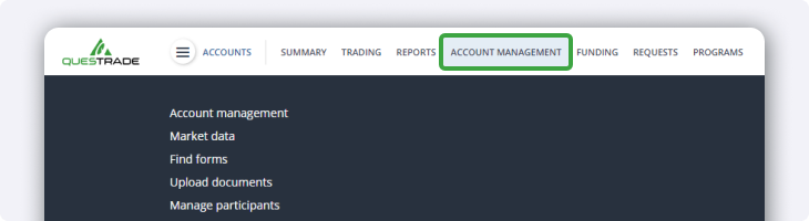 The account management page |Questrade Basics