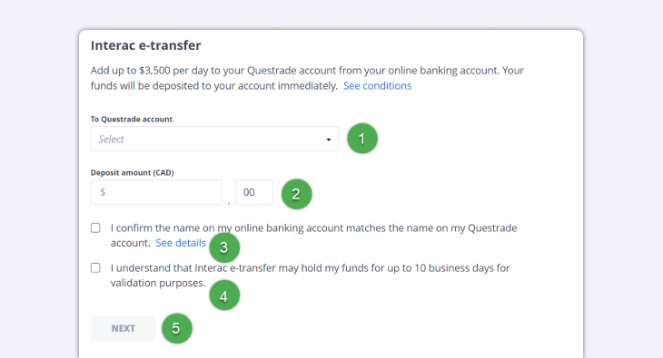 Instant deposit | Fund your account instantly | Questrade