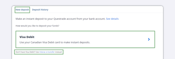 Instant deposit | Fund your account instantly | Questrade