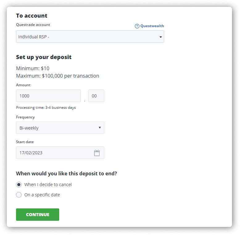 Pre-authorized deposits (PADs)