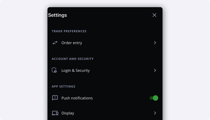The More page, Settings, and Alerts