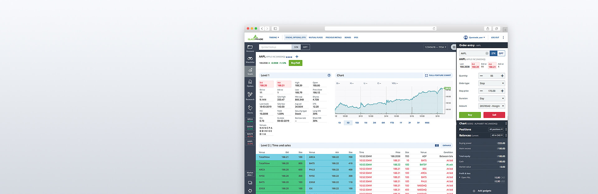Questrade Trading | Plateforme de négociation | Questrade